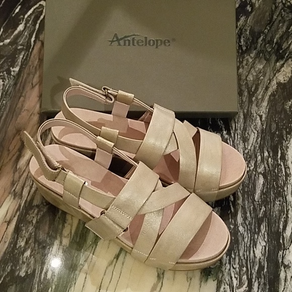 Antelope | Shoes | Antelope Double Vel Metallic Tan Sandals | Poshmark